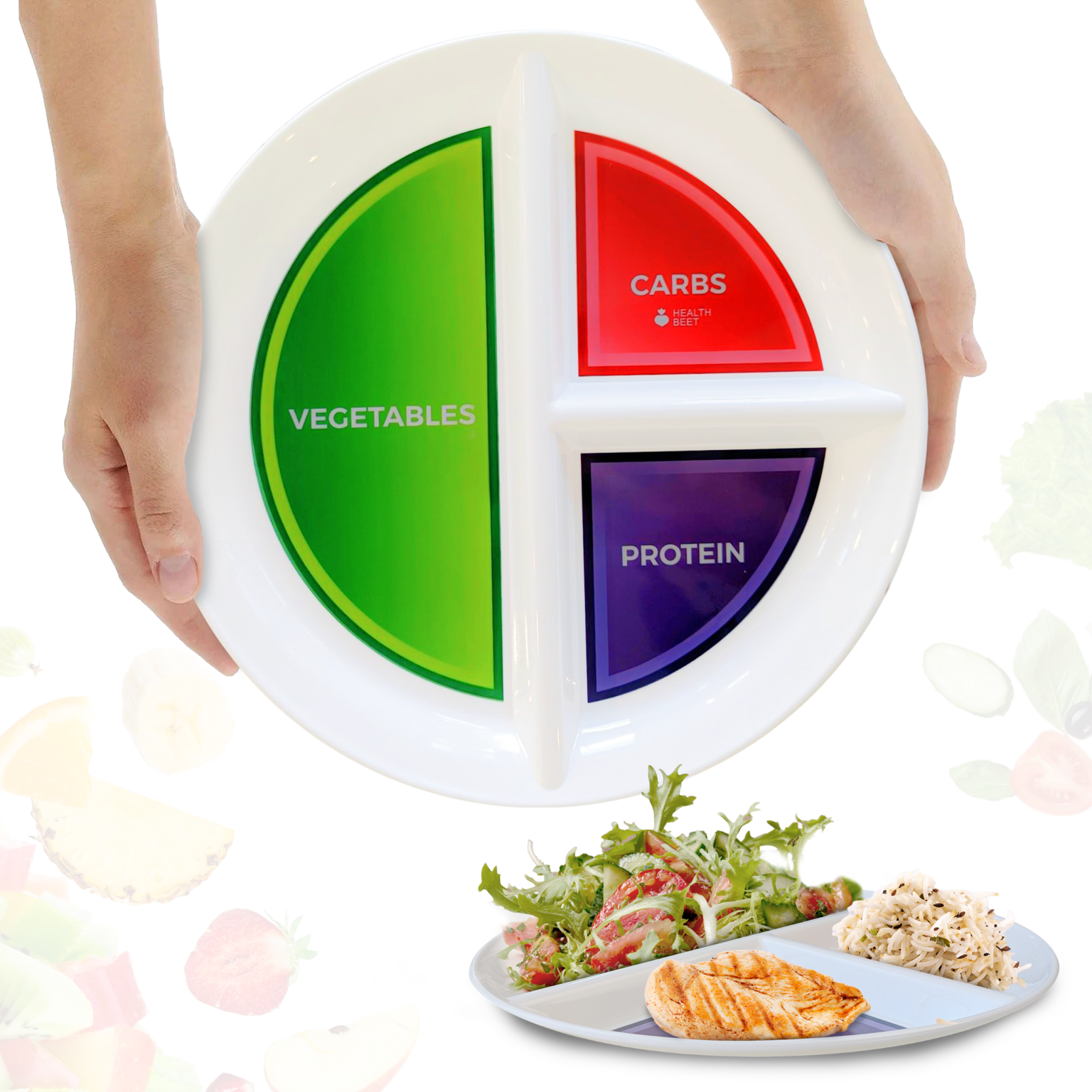 Diabetes Portion Plate with Divided Sections for Healthy Eating and ...